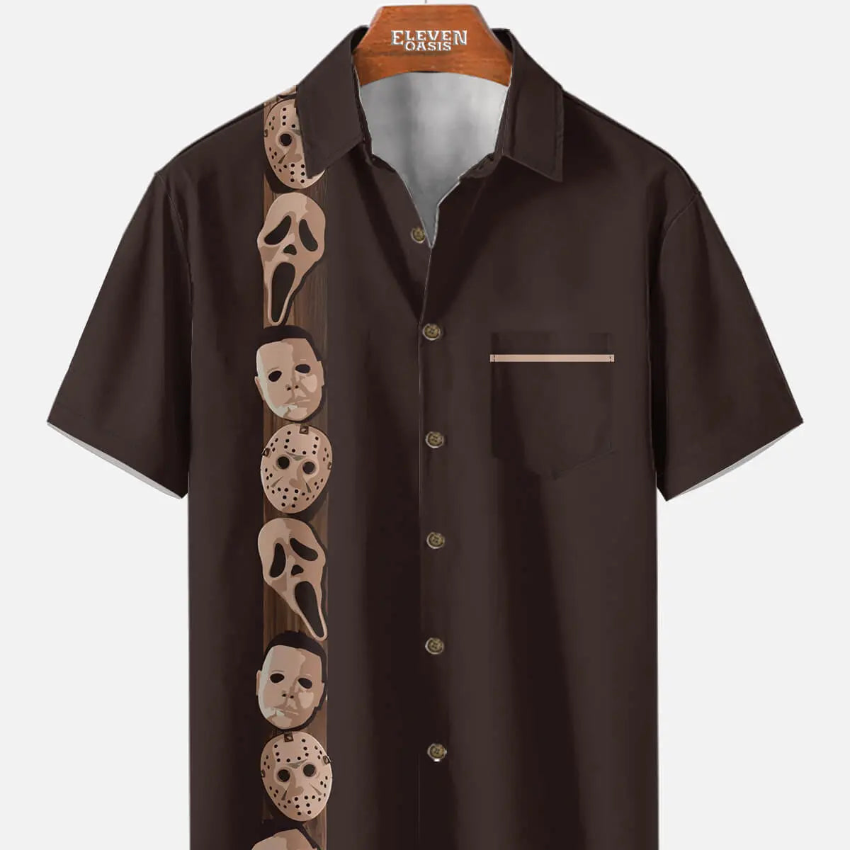 Tall Men's Slasher Icons Halloween Short Sleeve Shirt | Eleven Oasis